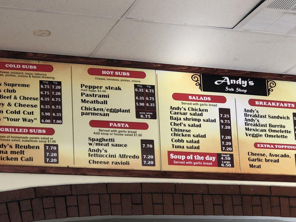 Menu at Andy's Submarine Sandwich's restaurant, Los Angeles