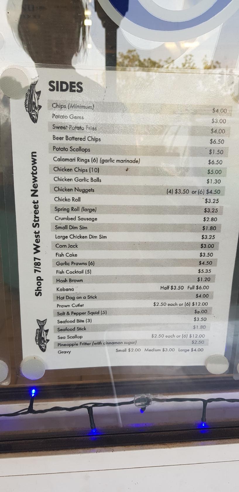 Menu at Berny's On West Fish Bar, Newtown, Shop 7/87-93 West St