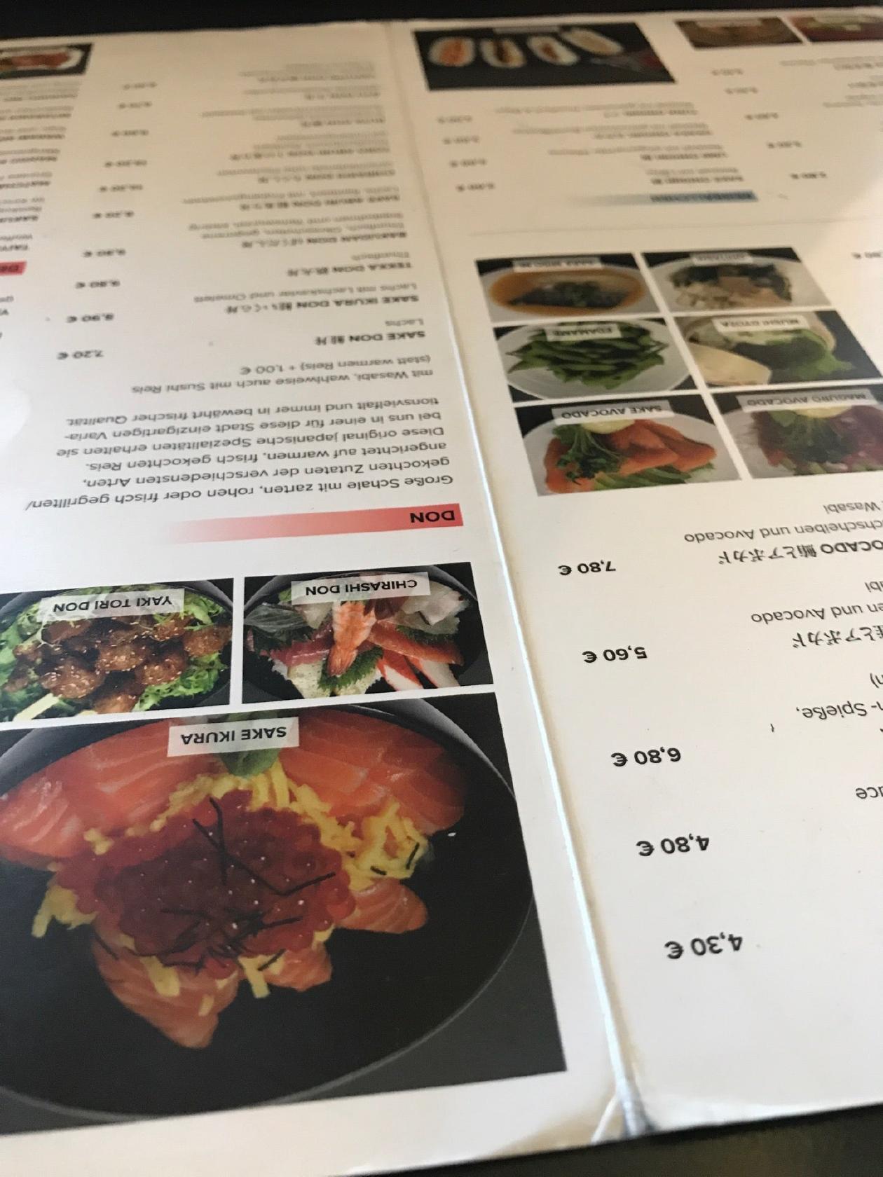 Menu au Ishin Tey restaurant, Berlin