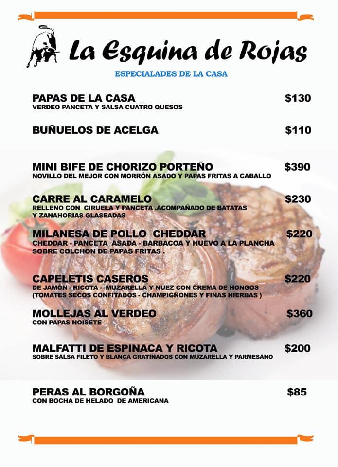 Carta del restaurante La Esquina del Rojas, Buenos Aires, Franklin 888