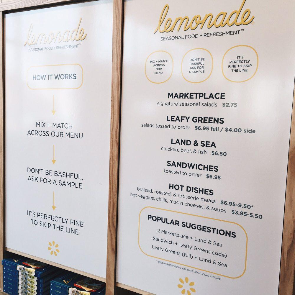 Menu at Lemonade - Del Amo cafe, Torrance