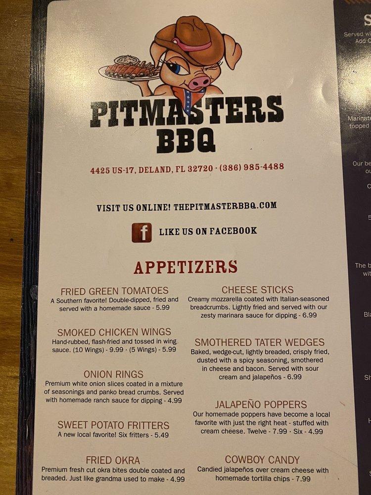 Menu at Pit Master BBQ, DeLand, US-17