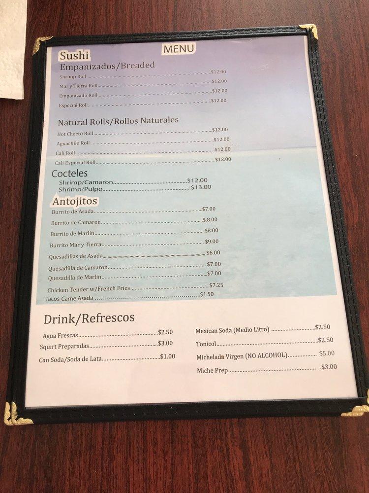Menu at Sushi y Mariscos Que Rollo restaurant, Los Angeles