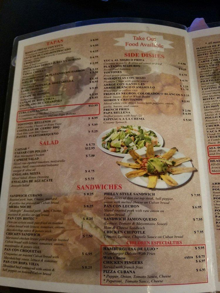 Menu at Cuba Café Restaurant, Las Vegas, E Tropicana Ave #1