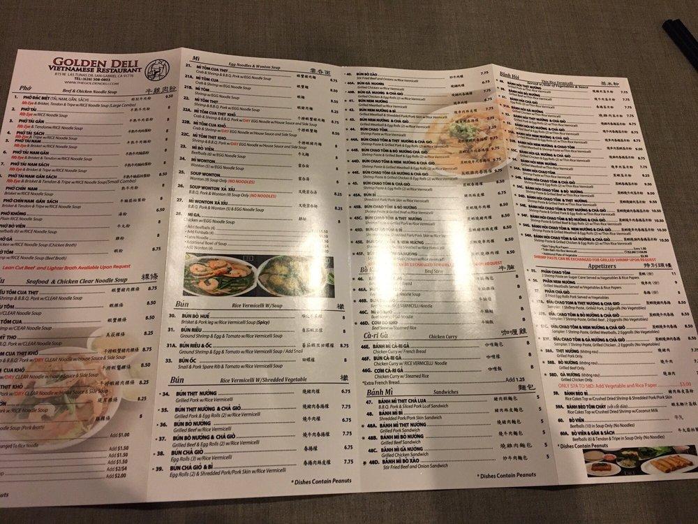 Menu at Golden Deli San Gabriel restaurant, San Gabriel
