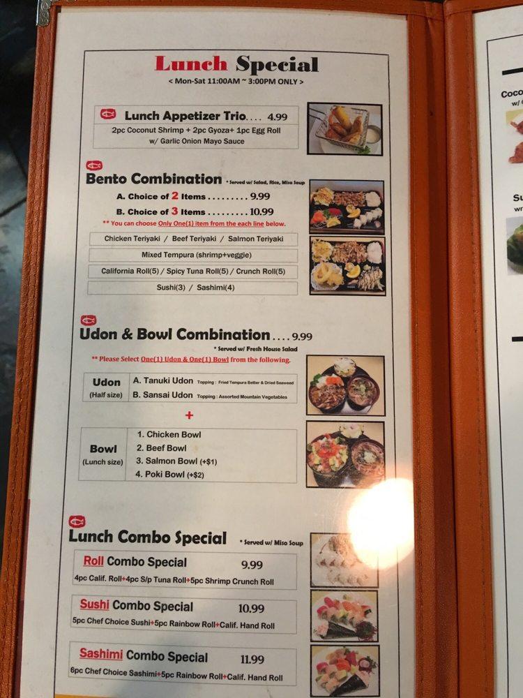 Menu at Sushi Boom restaurant, Orange