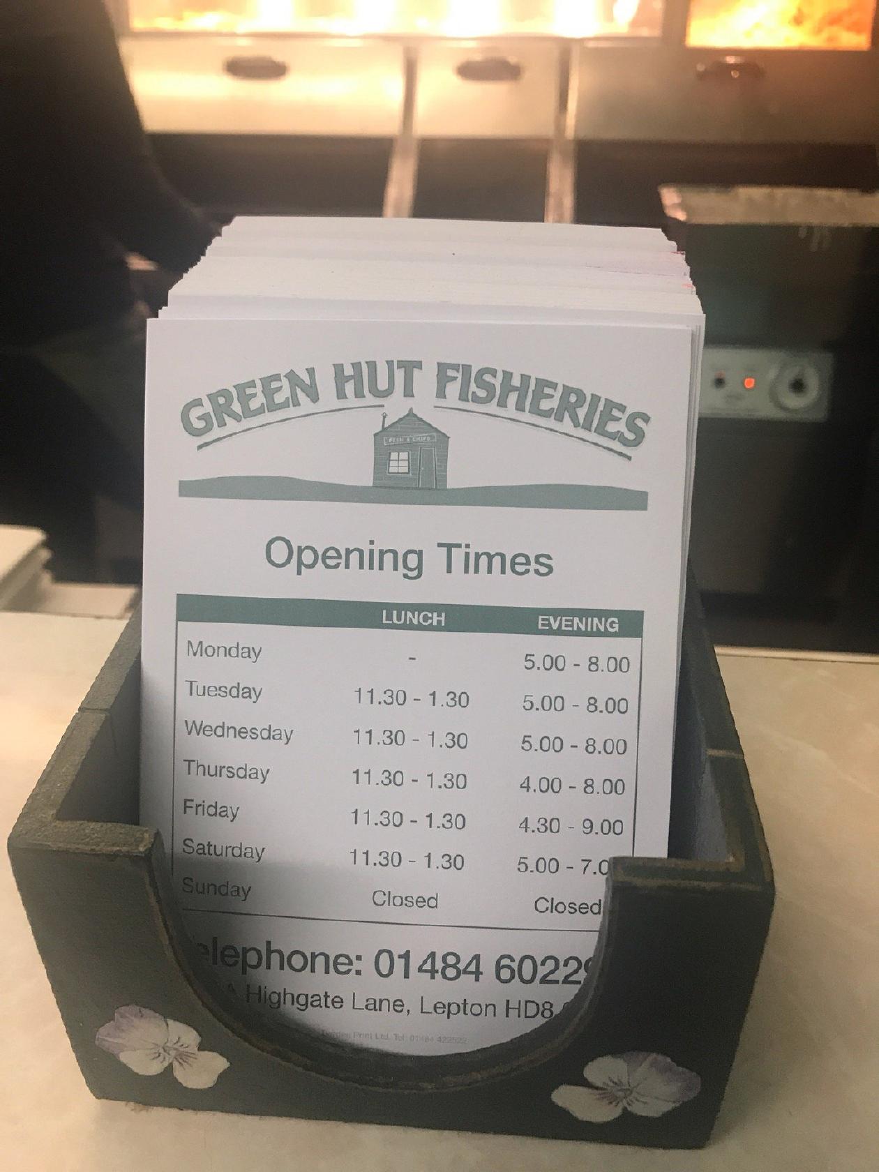 Carta de Green Hut Fisheries, Huddersfield