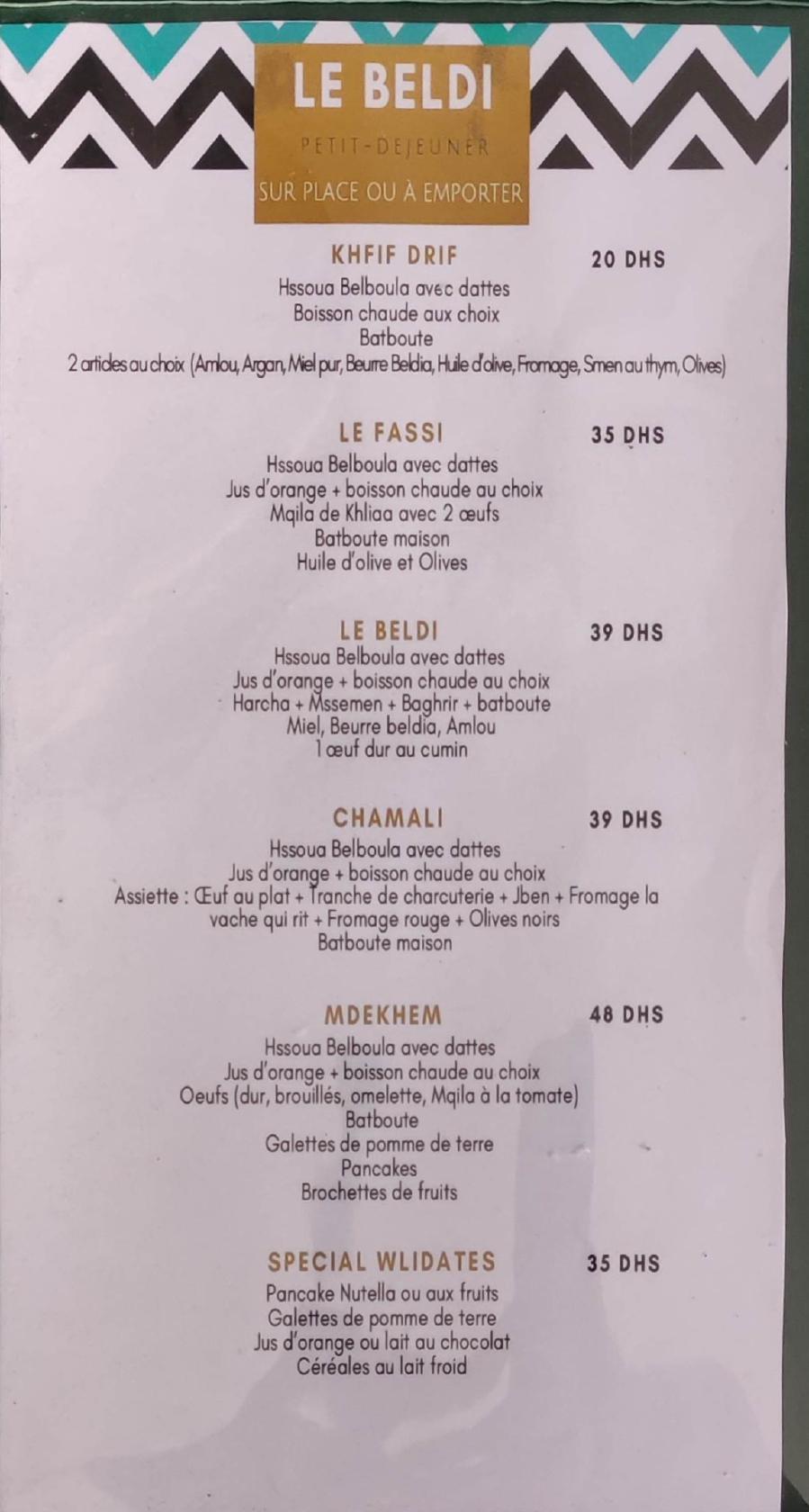 Speisekarte von Le Beldi restaurant, Agadir
