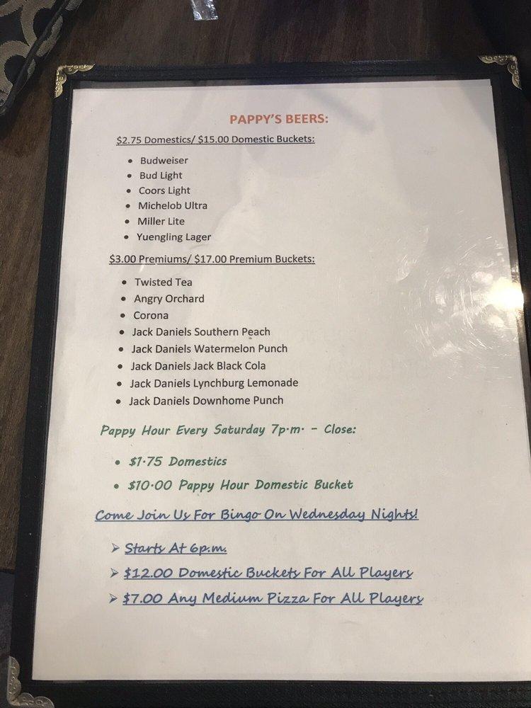 Menu at Fat Pappy's pizzeria, White Bluff