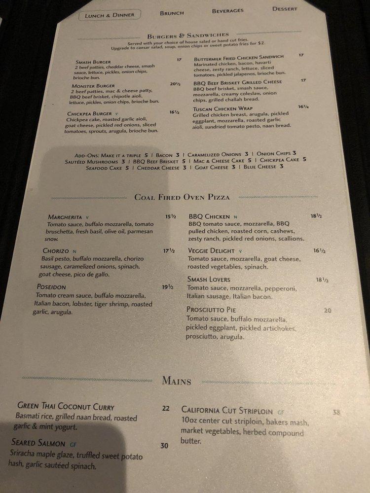 Menu at Smash Kitchen and Bar, Markham