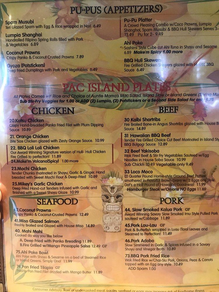 Menu at Pac Island Grill BBQ, Federal Way