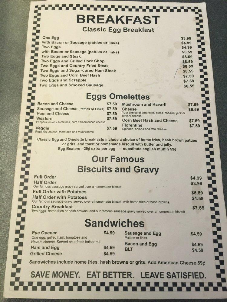 Menu at Sebring Diner restaurant, Sebring, US Hwy 27 S