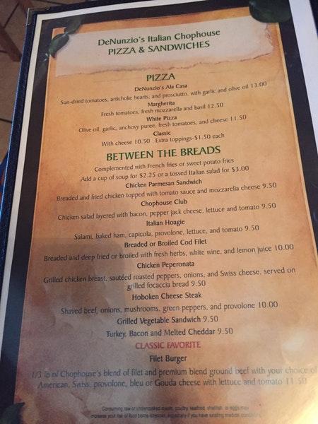 Menu at DeNunzio’s Italian Chophouse & Sinatra Bar (Latrobe), Latrobe ...