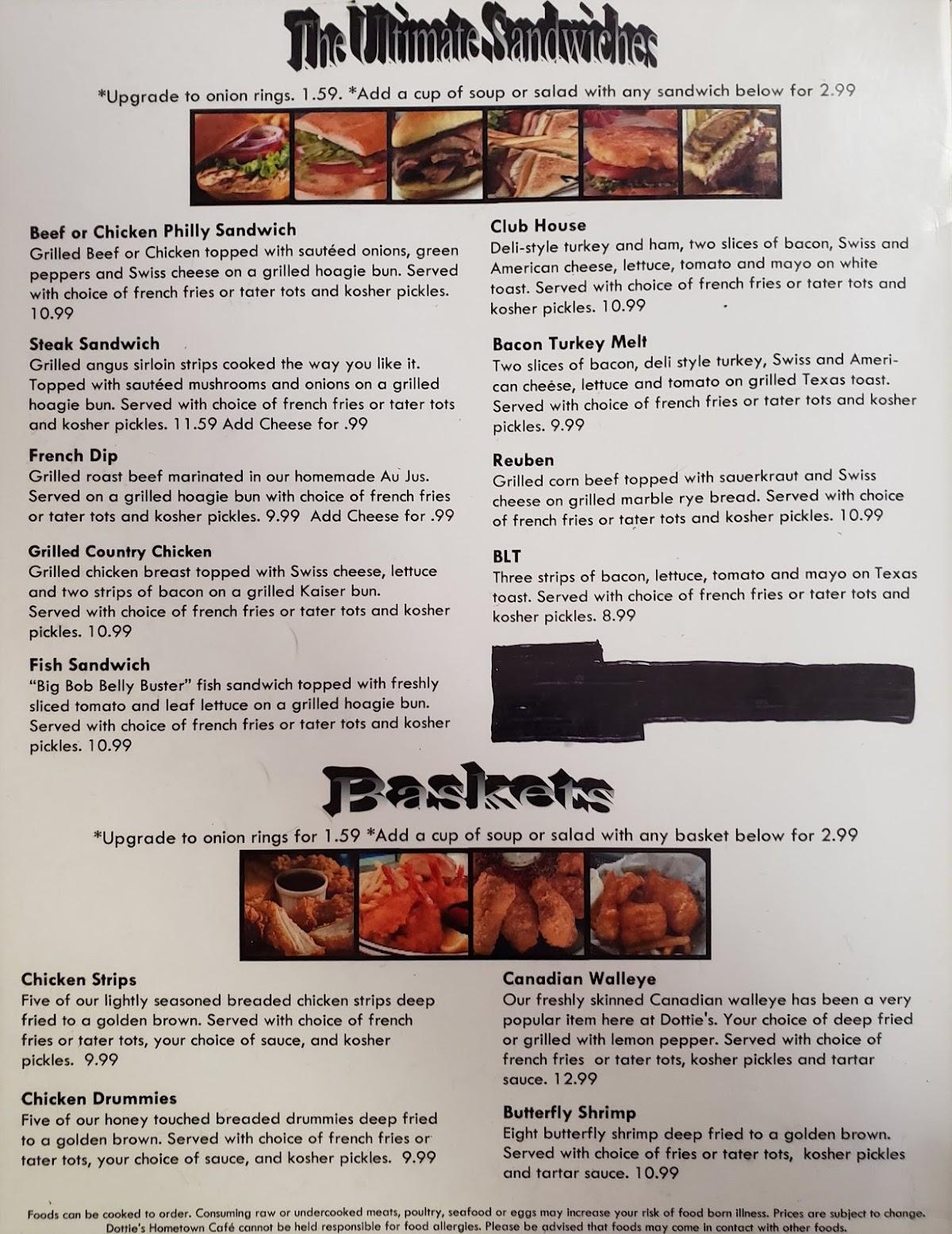 Menu at Dotties Hometown Cafe & Beno's, Grand Rapids
