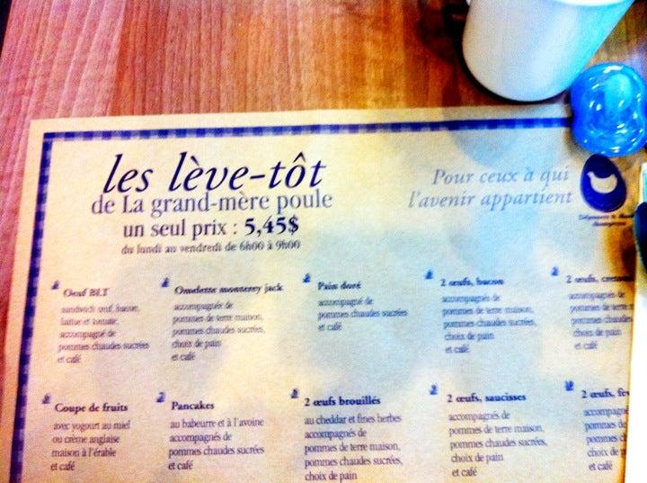 Menu au La Grand-Mère Poule & Shack Attakk Beaubien restaurant ...