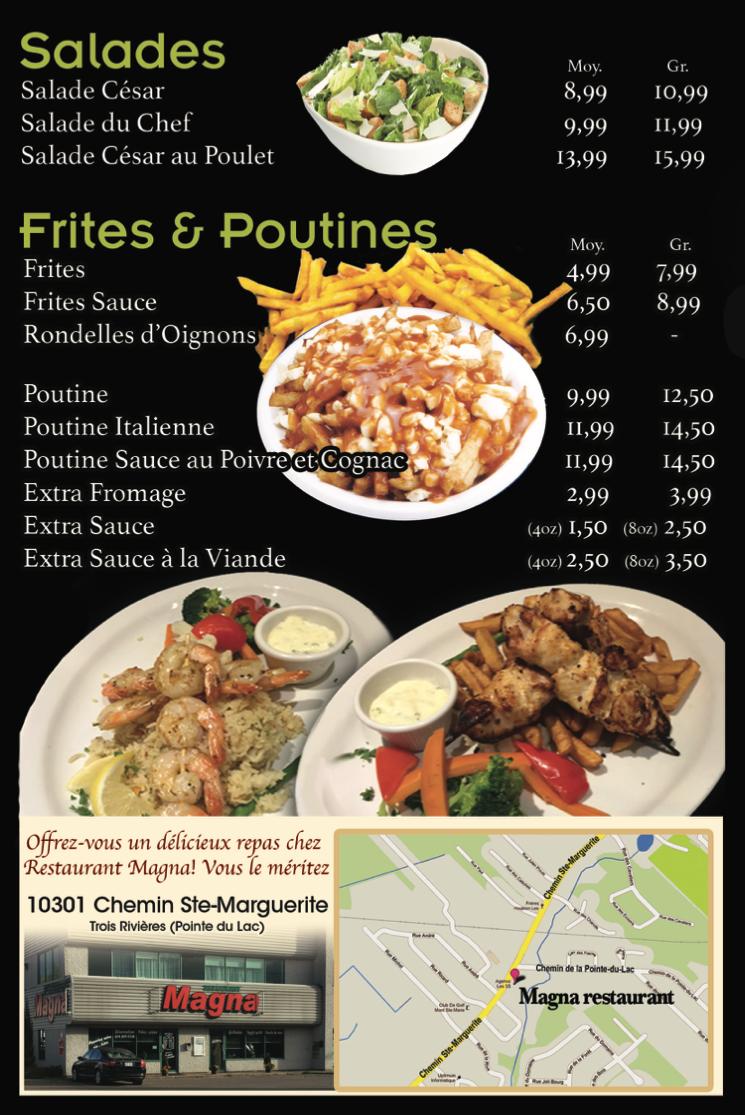 Menu at Restaurant Magna, Trois-Rivières