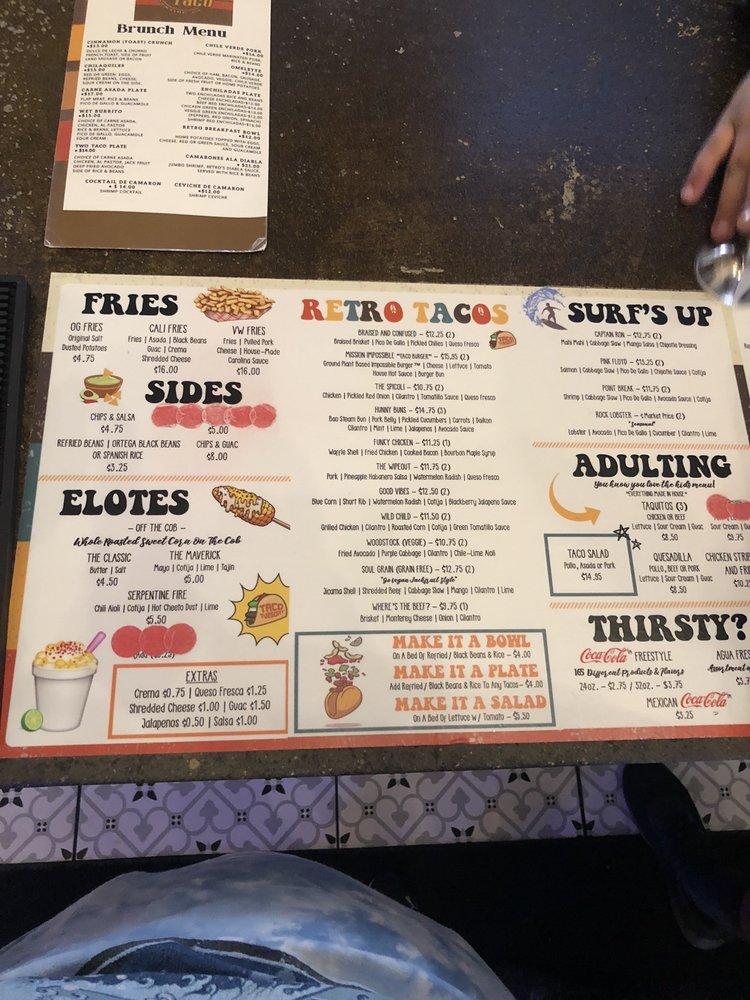 Menu at Retro Taco pub & bar, Riverside