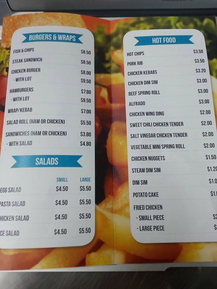 Menu at Two Bays Cafe, Cairns