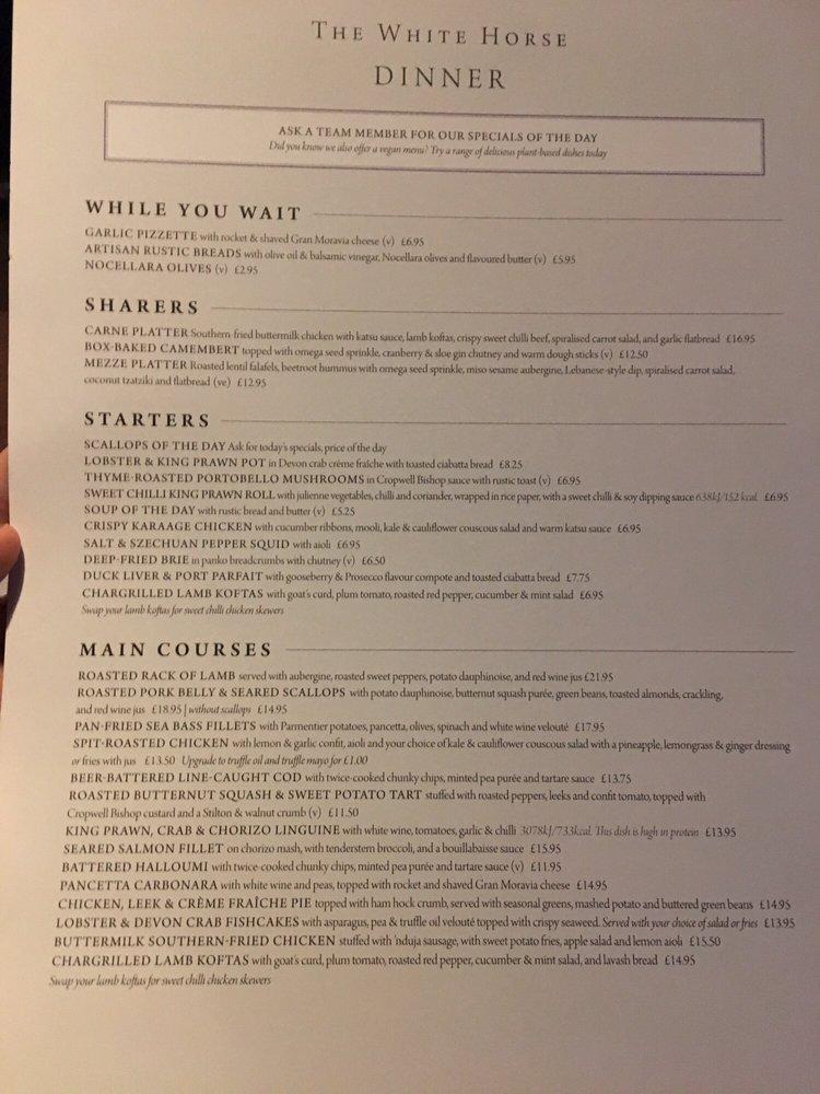 Menu at The White Horse pub & bar, Radlett