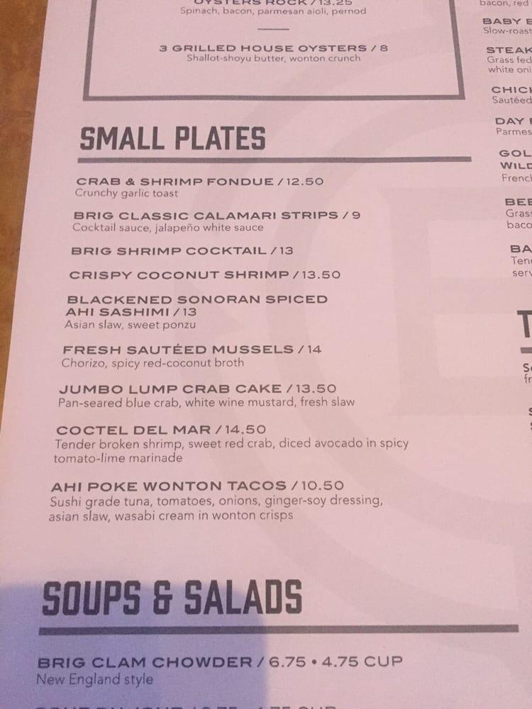 Menu at Brigantine restaurant, Poway, Poway Rd