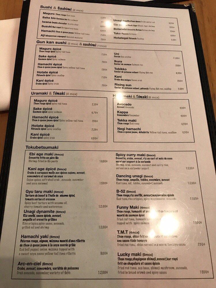 Menu at Jun I restaurant, Montreal