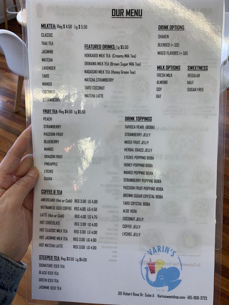 Menu at Varin’s Sweet Shop desserts, Murfreesboro