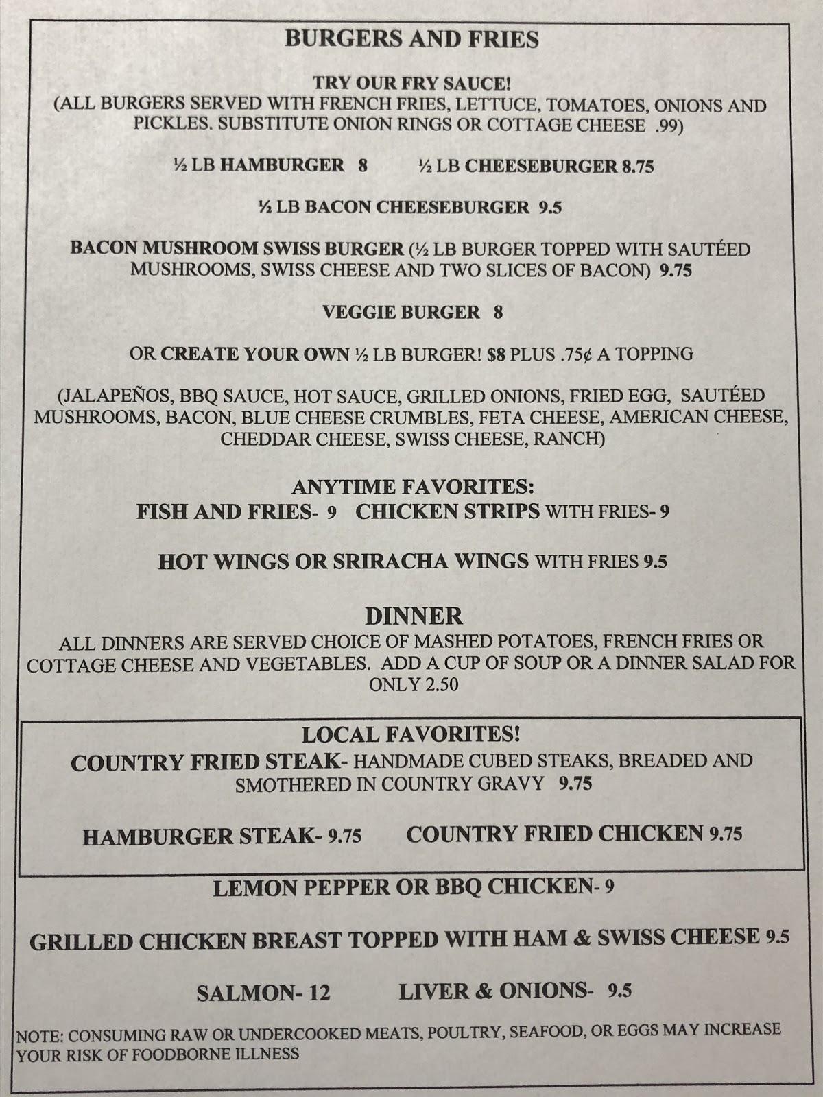 Menu at Bishop's Grill restaurant, St. George, 969 N 3050 E