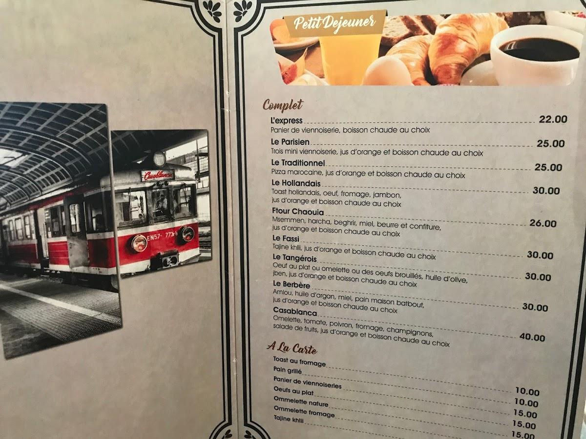 Menu au Cafe resto VIP belveder, Casablanca