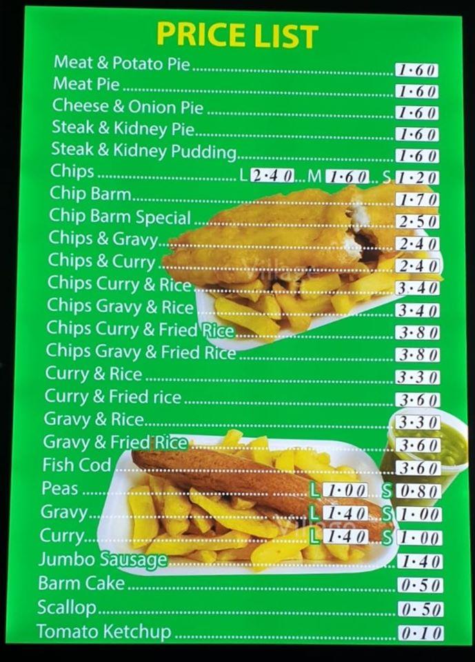 Menu at The Golden Crown fast food, Astley