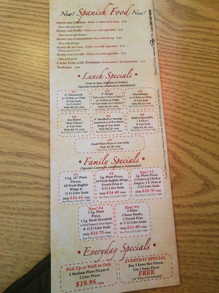 Menu at Key Food Pizza pizzeria, Philadelphia