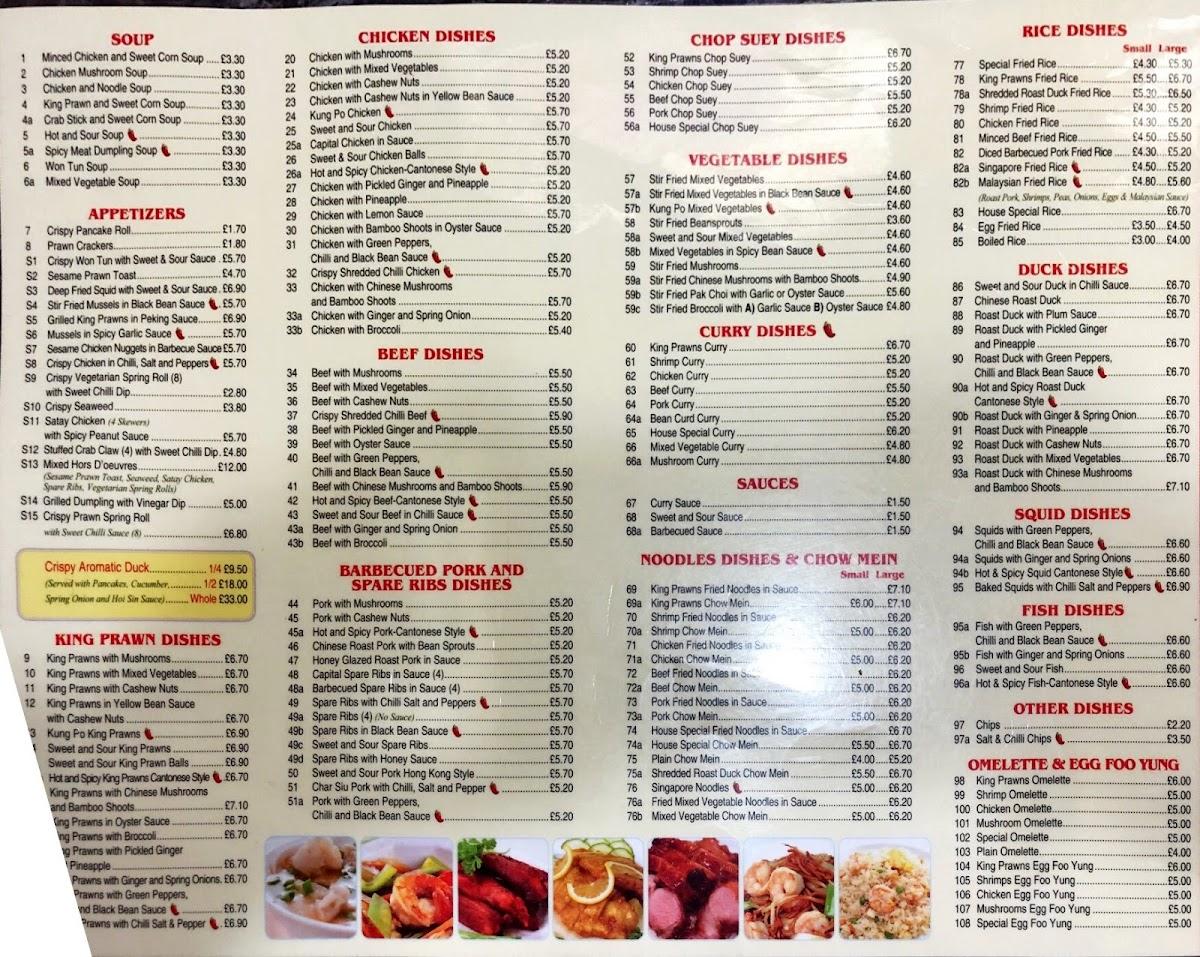 Menu at Mr Lee fast food, London, 238 Belsize Rd