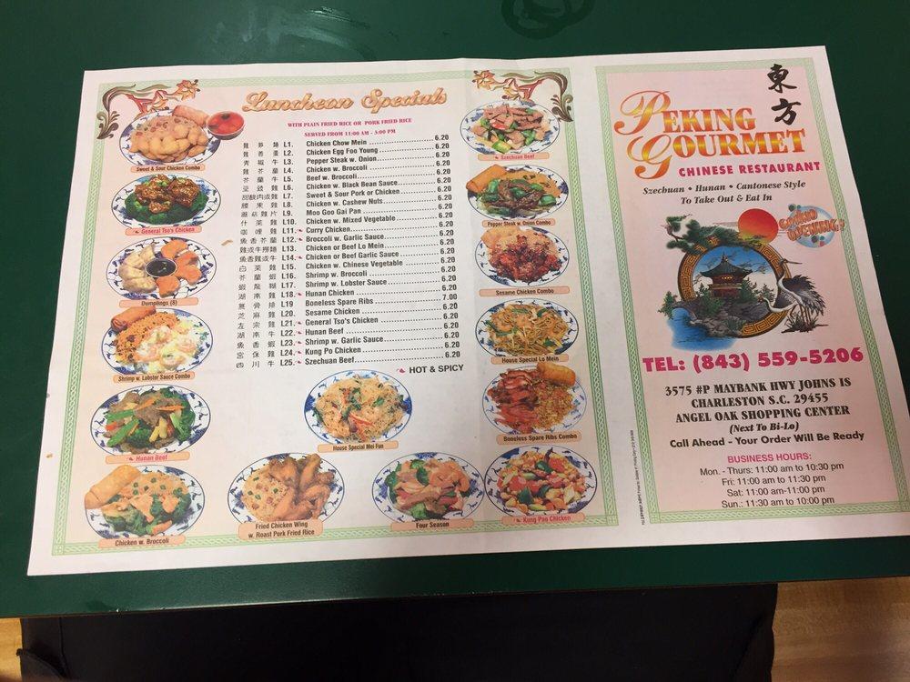 Menu at Peking Gourmet restaurant, Johns Island, Maybank Hwy