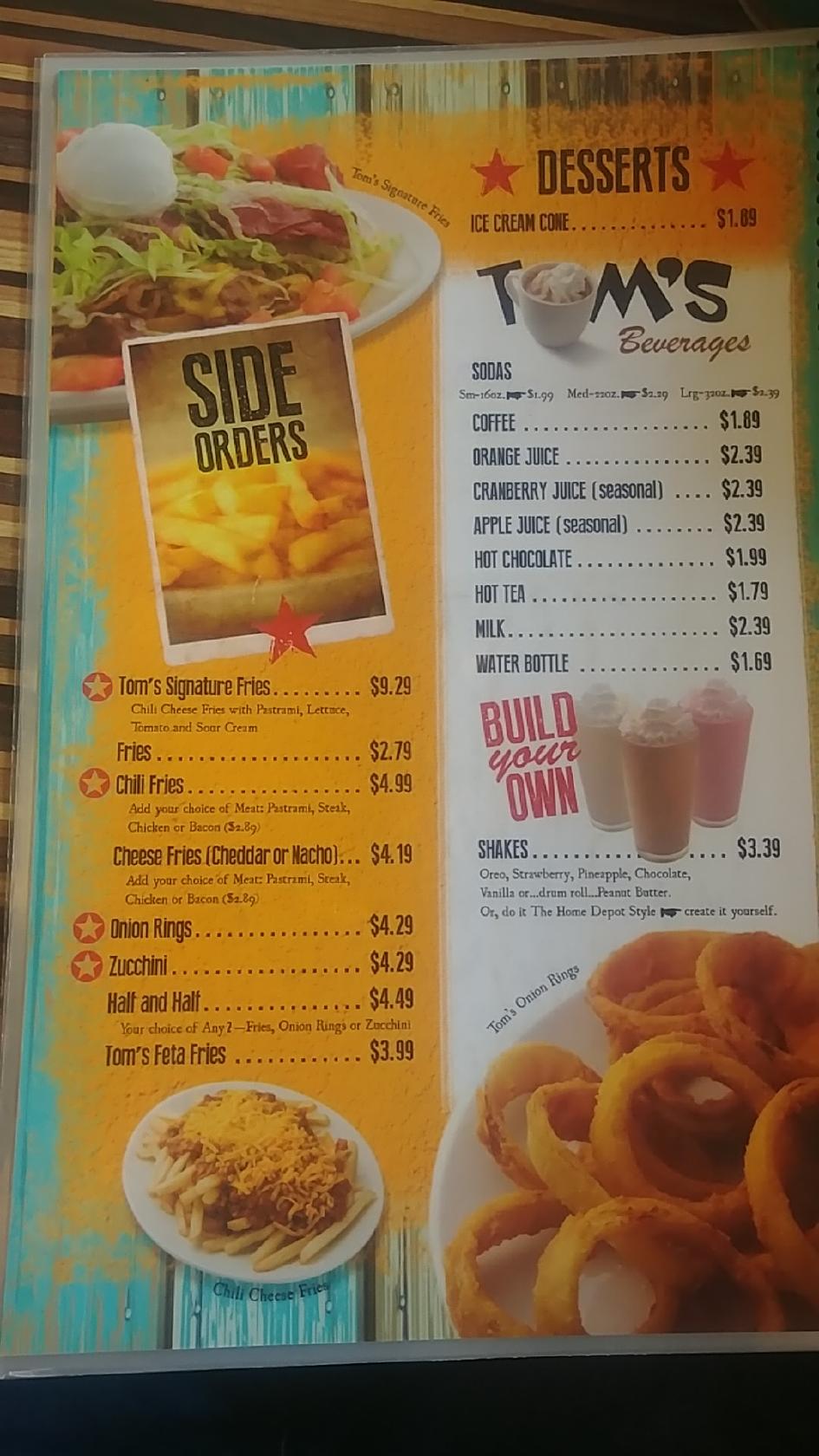 Menu at TOM's Famous Family Restaurant 20, Apple Valley, Outer Hwy 18 N