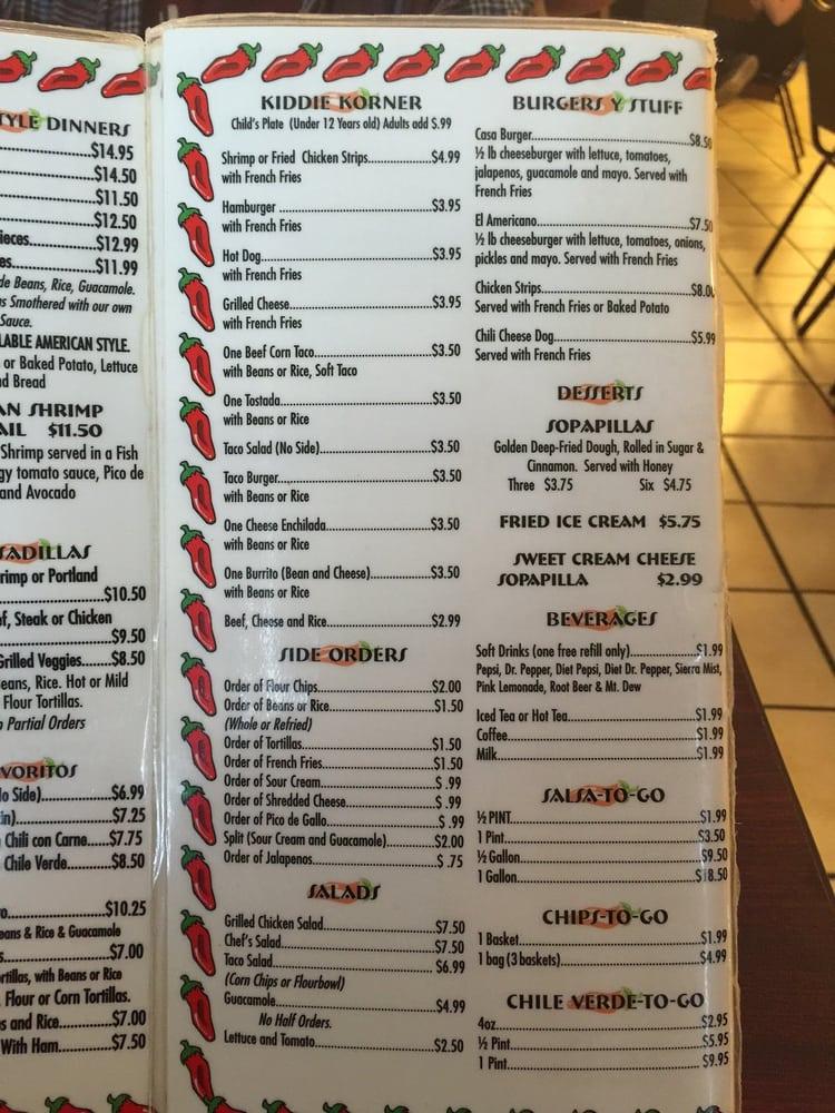 Menu at Casa Martinez restaurant, Derby, 204 W Greenway St