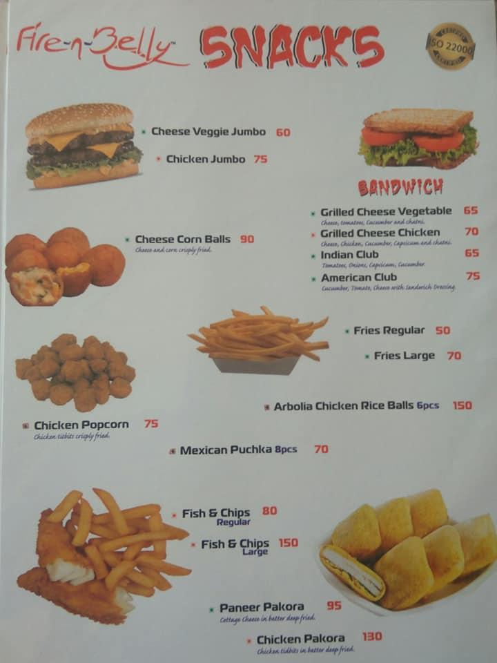 Menu at FIRE N BELLY, Ranchi