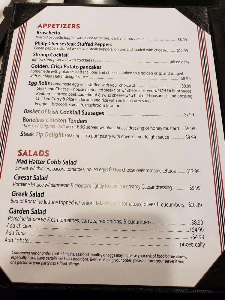 Menu at Mad Hatter Restaurant, Weymouth