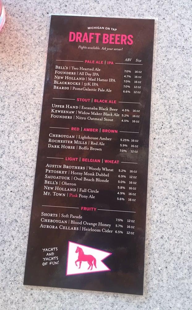 Menu at Pink Pony pub & bar, Mackinac Island