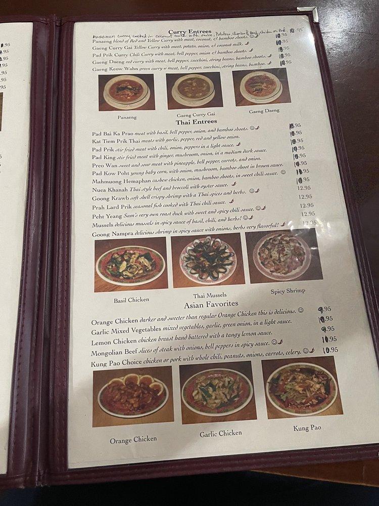 Menu at Sam Cafe, Merced
