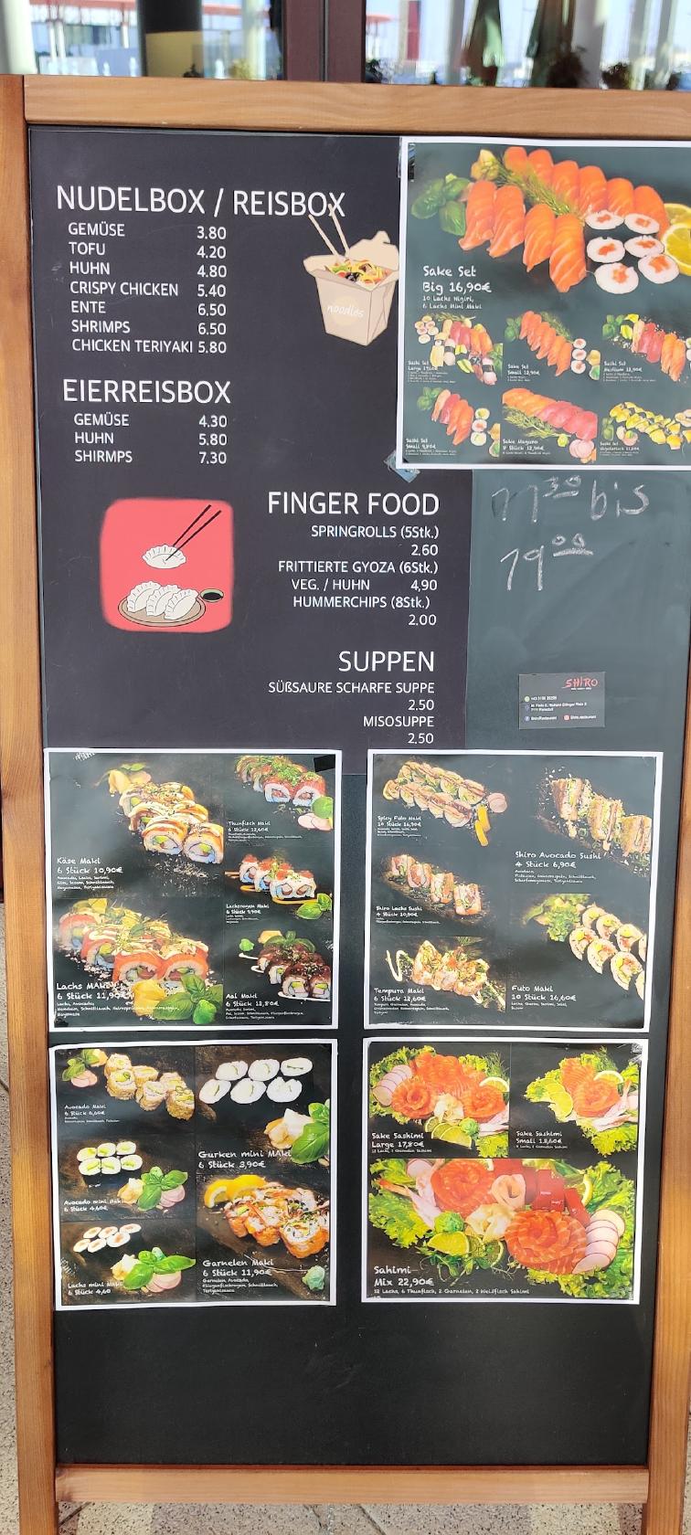Carta del restaurante Shiro, Parndorf