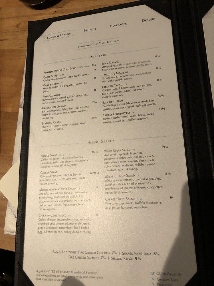 Menu at Smash Kitchen and Bar, Markham