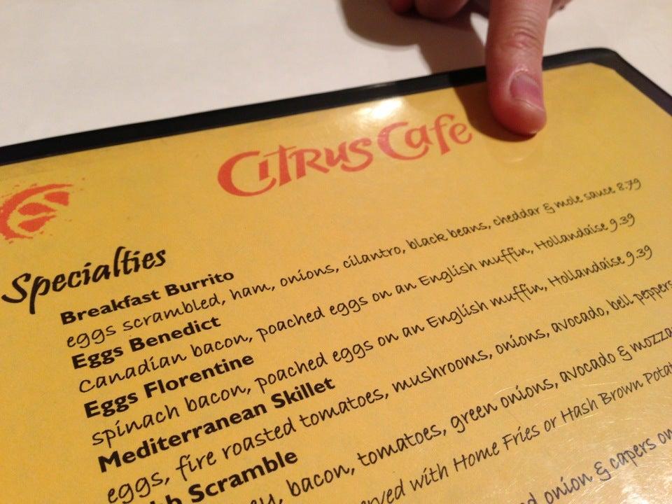 Menu at Citrus Cafe, Tustin