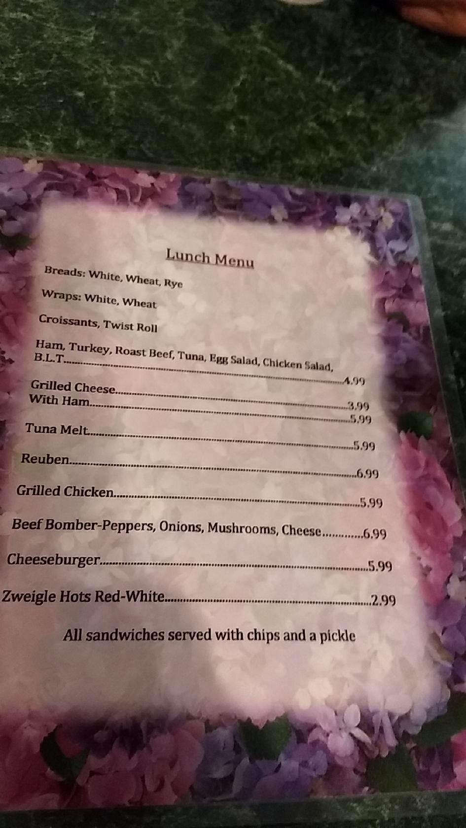 Menu at Country Cafe, Pavilion, W Park St