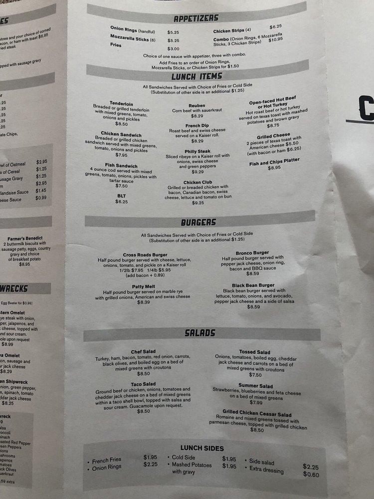 Menu at Cross Roads Bistro restaurant, Cedar Rapids