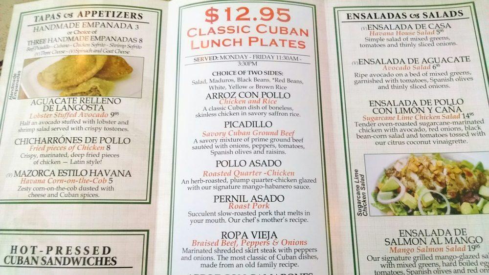 Menu at Havana Central Menlo Park Mall restaurant, Edison