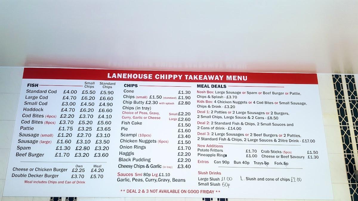 Carta del restaurante Lanehouse Road Chippy, Stockton-on-Tees