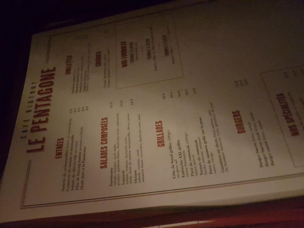 Menu au Le Pentagone restaurant, Issy-les-Moulineaux