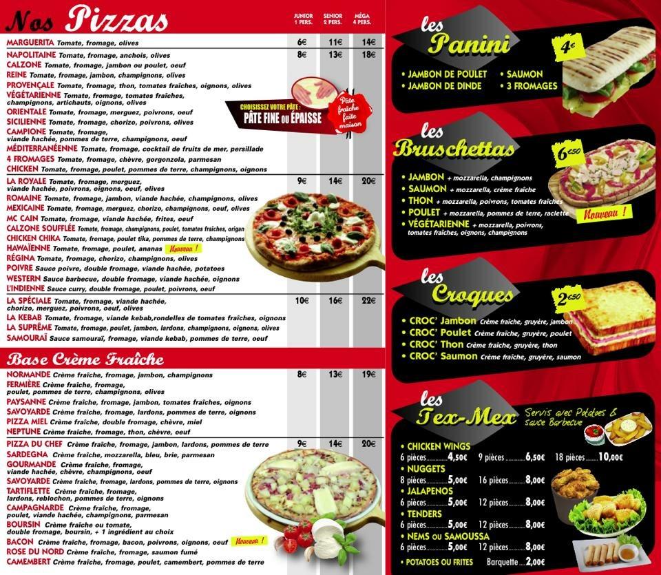 Menu at Pizza Eat restaurant, Rouen