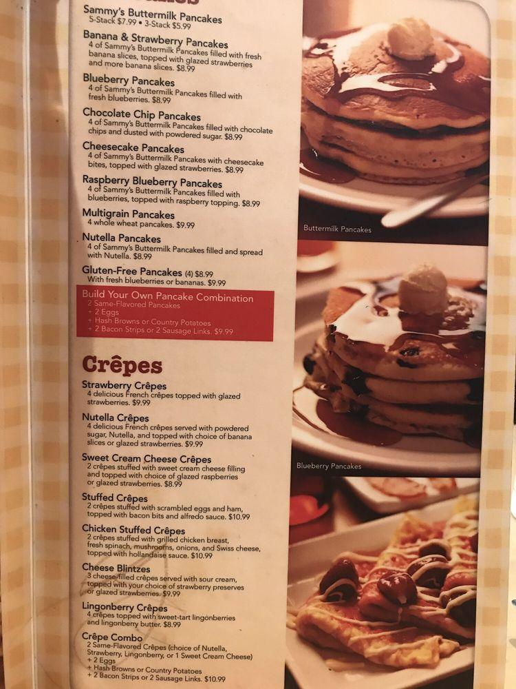 Menu at Sammy's Stackhouse restaurant, Orange