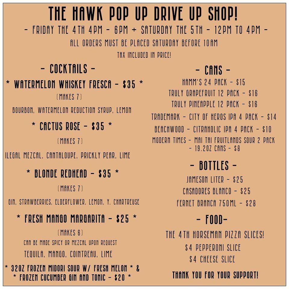Menu at The Hawk pub & bar, Long Beach