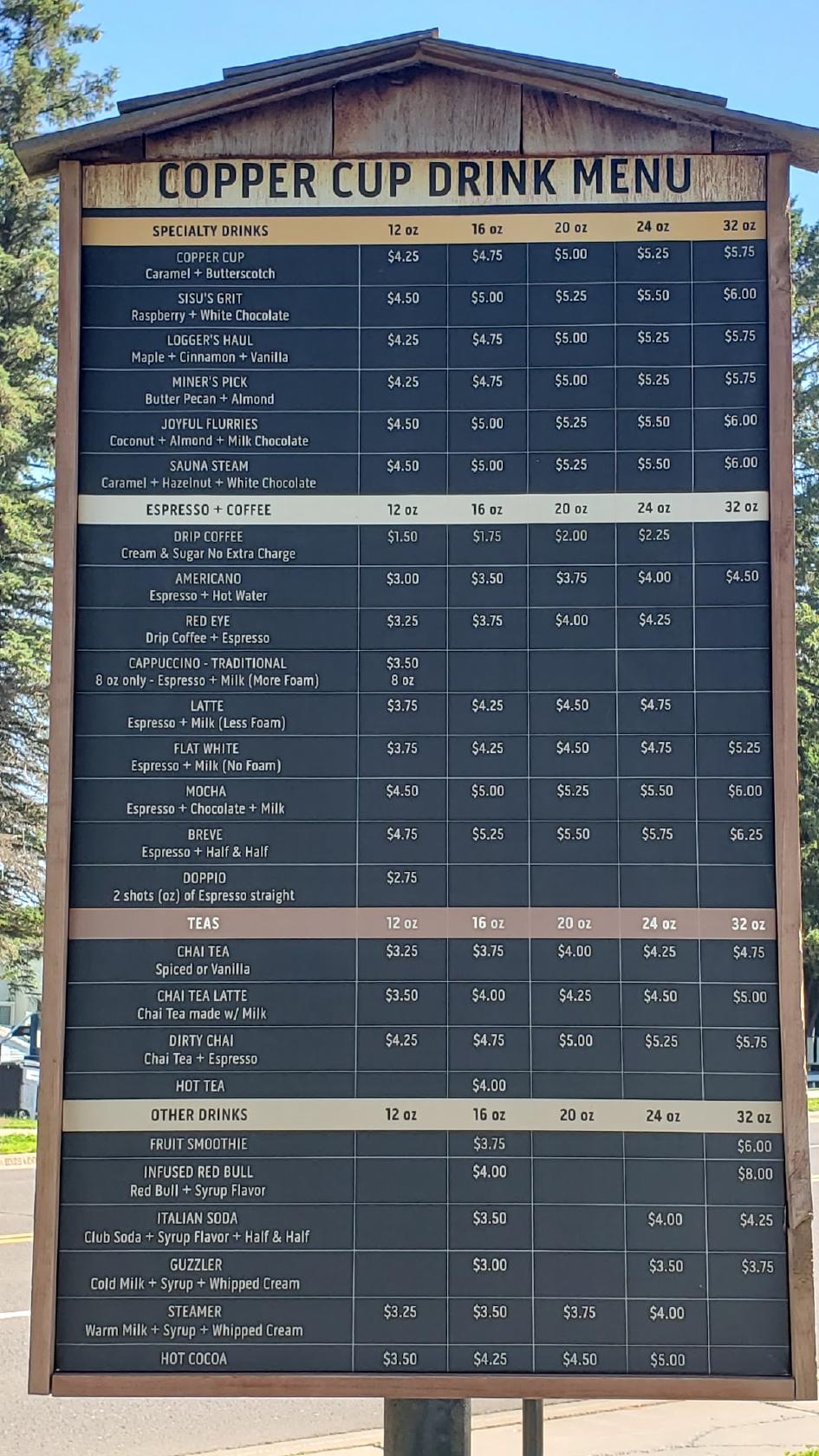 Menu at Copper Cup pub & bar, Ironwood